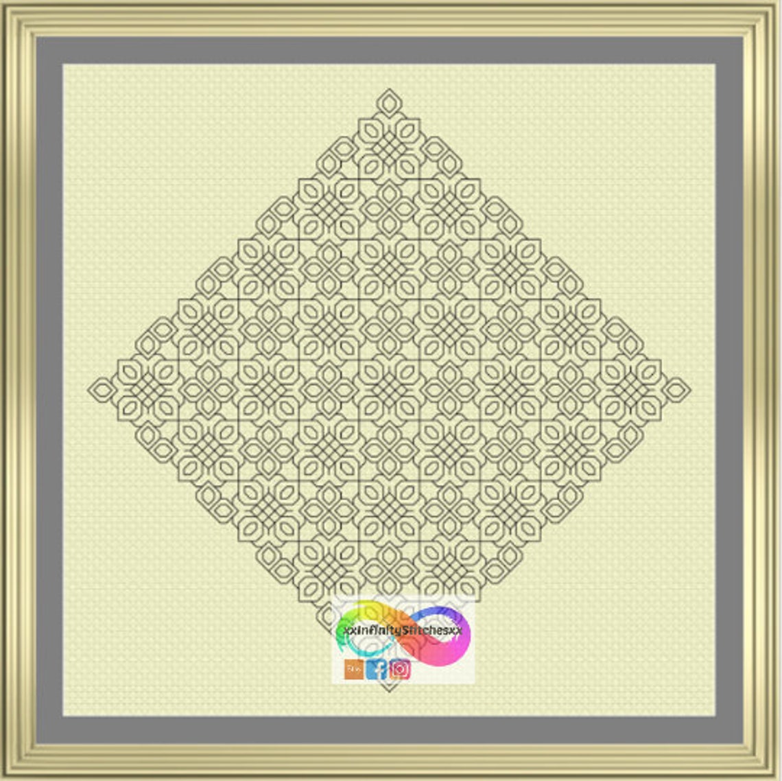 Regal Lace Panel Blackwork Chart - Etsy