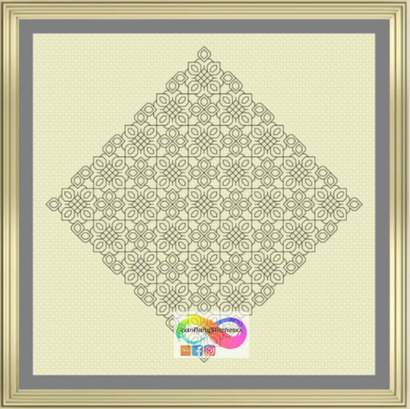 Regal Lace Panel Blackwork Chart - Etsy