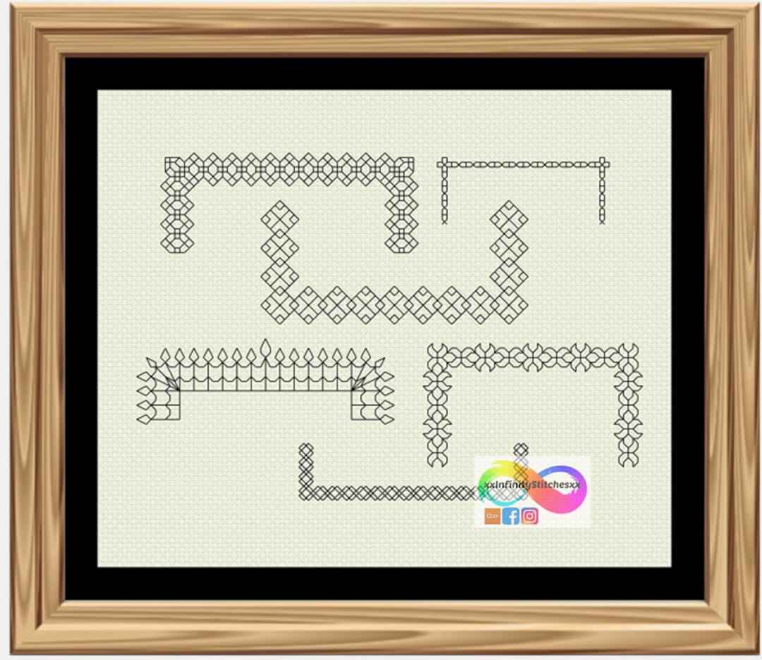 Border Patterns Pack 1 Blackwork Chart - Etsy