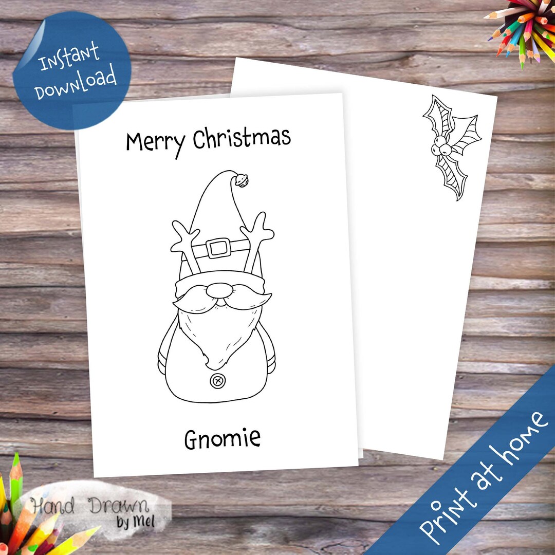 PRINTABLE Christmas Gnome / Gonk Colour Your Own Card! Download, Print ...
