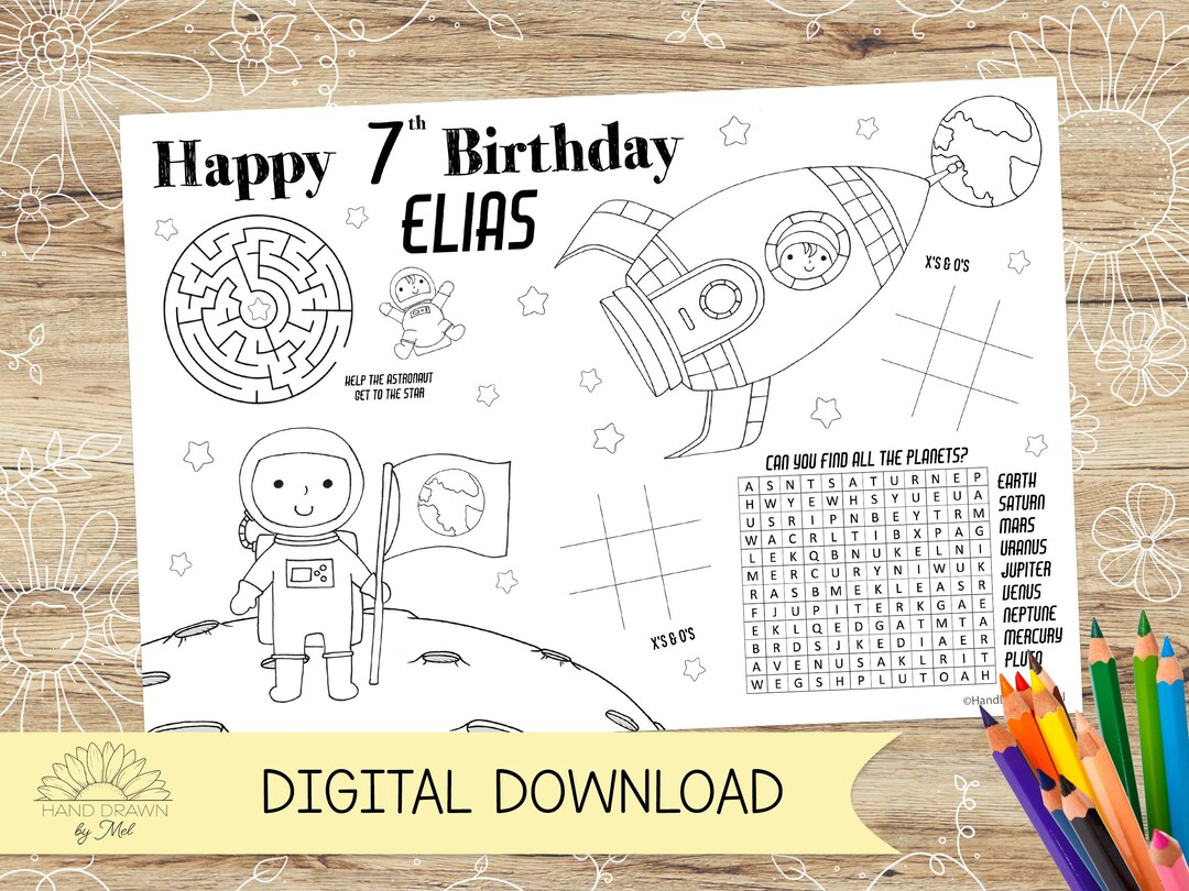 Personalised Outer Space, Rocket - Activity and Colouring Sheet ...