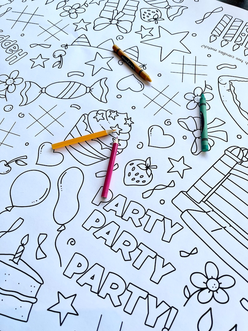 FOLDED Personalised Birthday Colouring Tablecloth: 6ft Party Activity ...