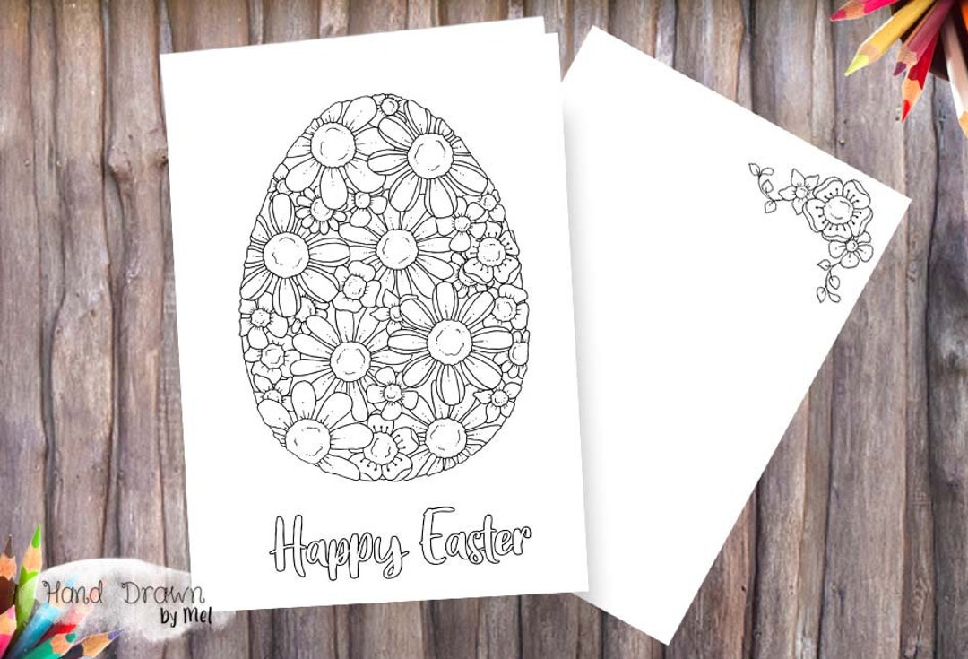 Printable Easter Card: Floral Egg Coloring Page (PDF Download) - Etsy ...