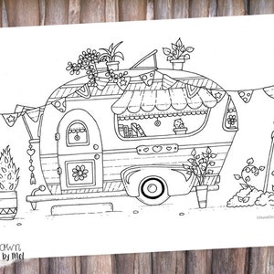 Cute Caravan Home Colouring Page for Adults and Children. JPEG | Etsy