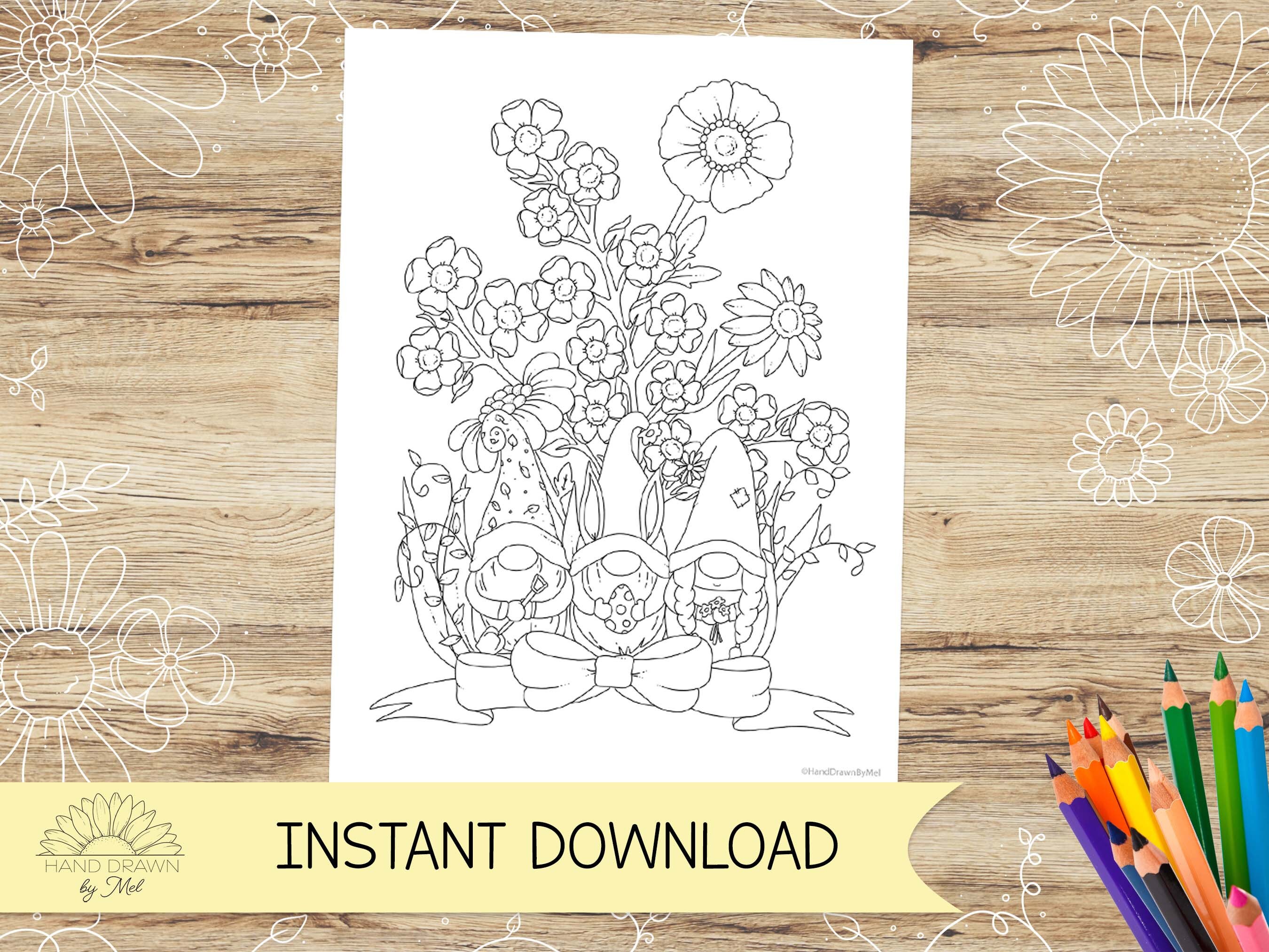 Spring Gnomies Colouring Page for Adults Gonk Gnome Easter - Etsy Australia
