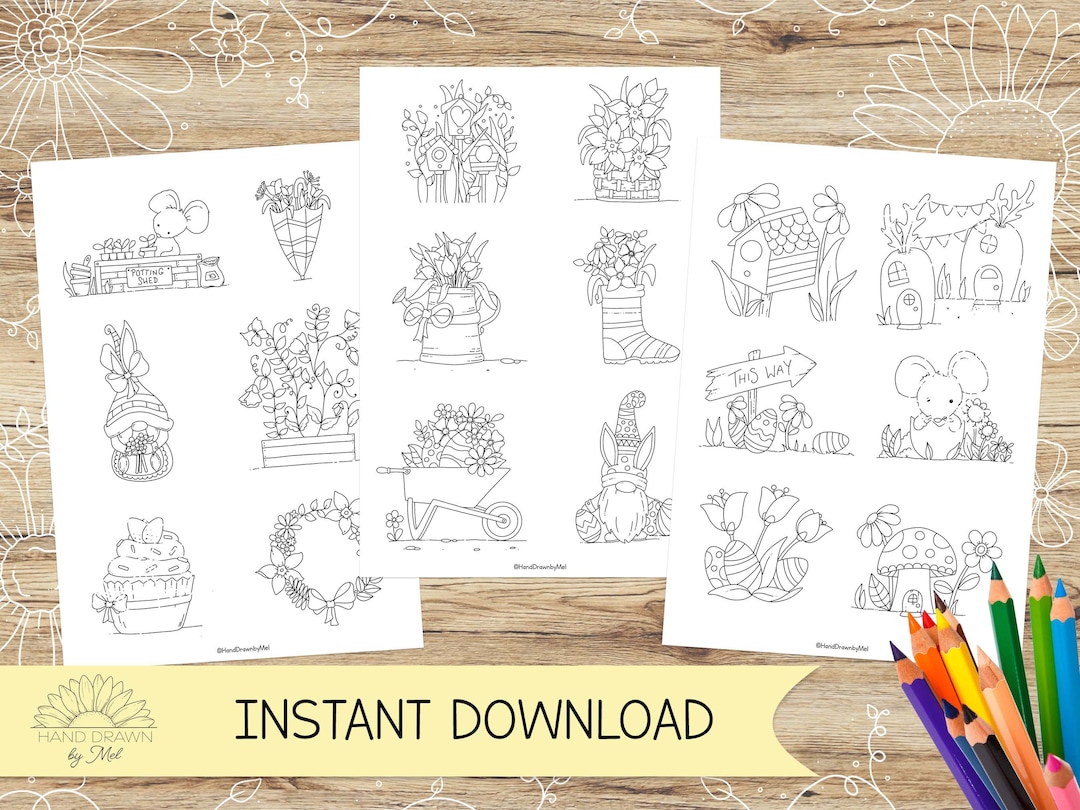 Spring / Easter Themed Colouring Pages for Adults, 18 Smaller Bite ...