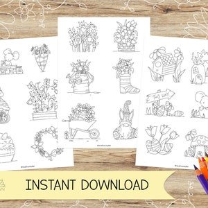 Spring / Easter Themed Colouring Pages for Adults, 18 Smaller Bite ...