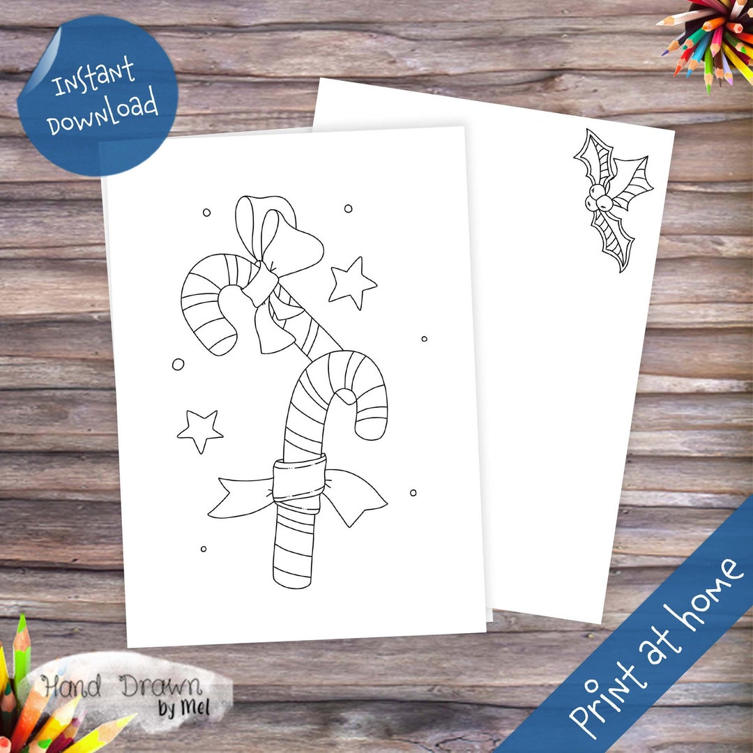 PRINTABLE Christmas Candy Cane Colour Your Own Card! Download, Print ...