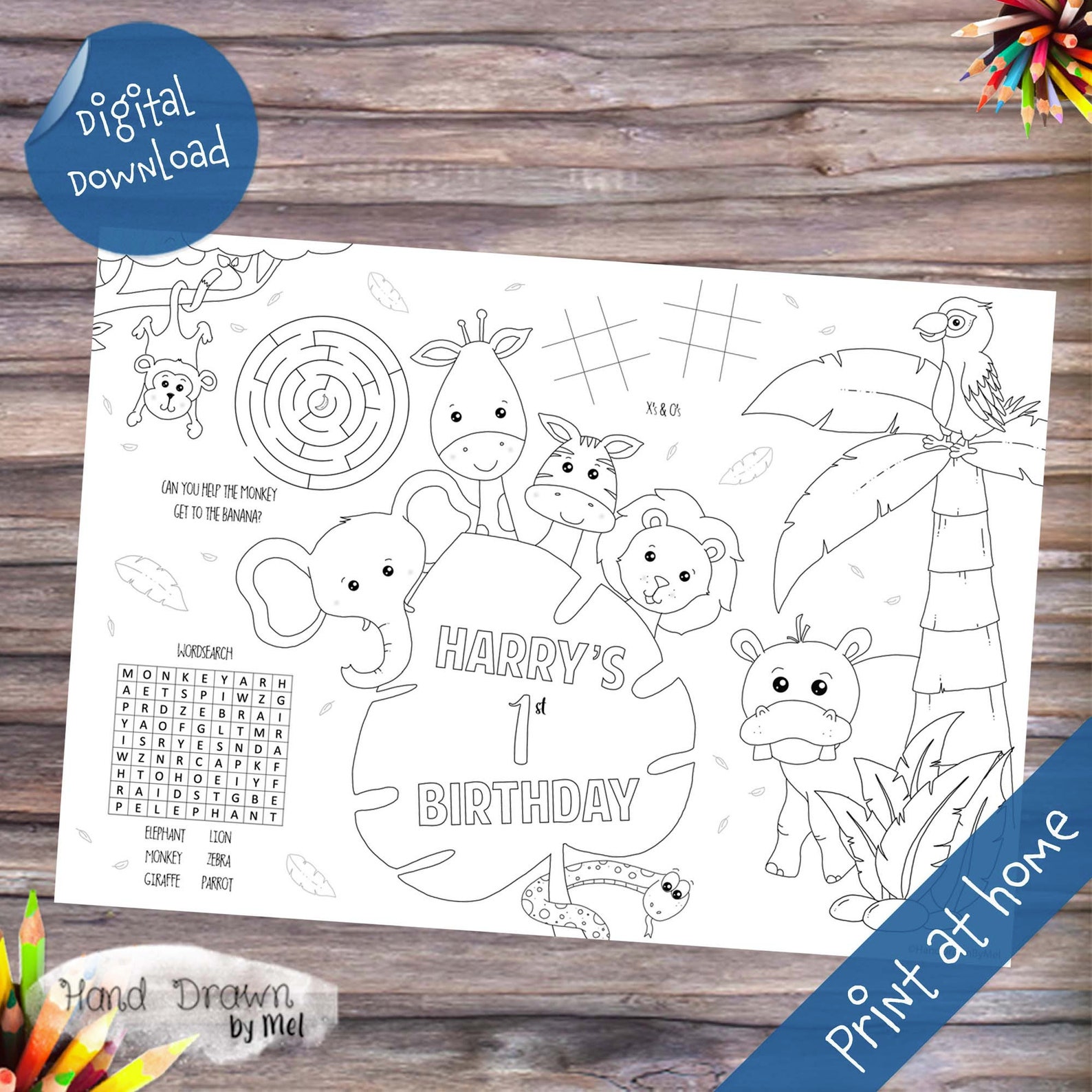 PERSONALISED Cute Zoo / Jungle Animals Birthday Activity and - Etsy