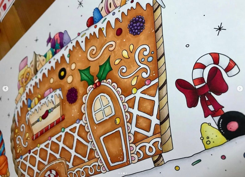 Gingerbread Caravan Coloring Page: Christmas Festive Design (digital ...