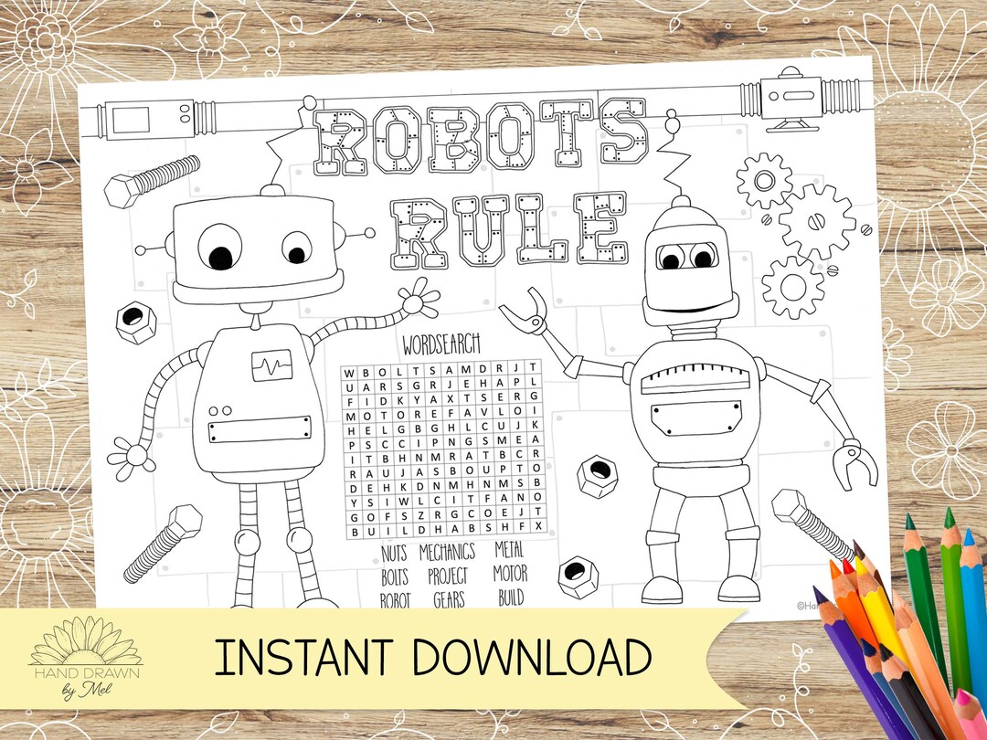Robots Rule Activity and Colouring Sheet/placemat. Perfect for Kids ...