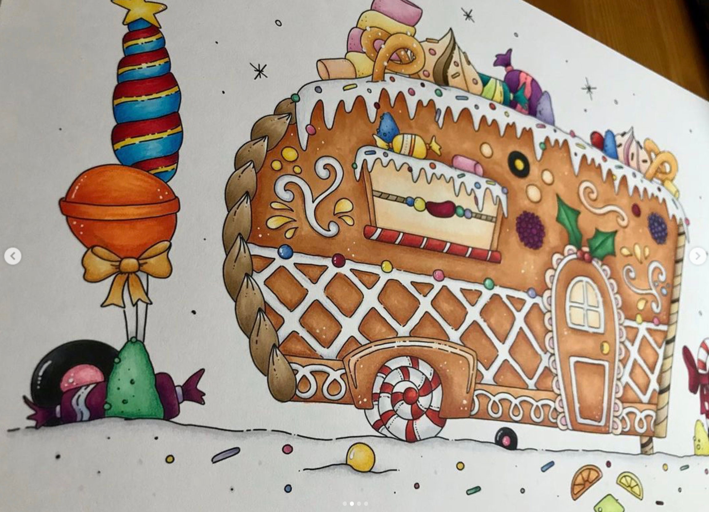 Gingerbread Caravan Coloring Page: Christmas Festive Design (digital ...