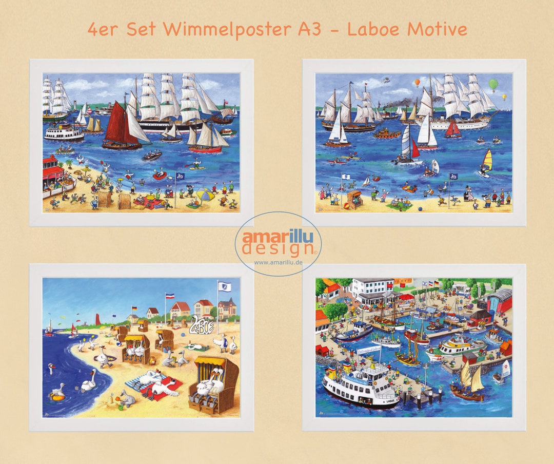 Set of 4 A3 Posters With the Following Hidden Object Motifs: Laboe ...