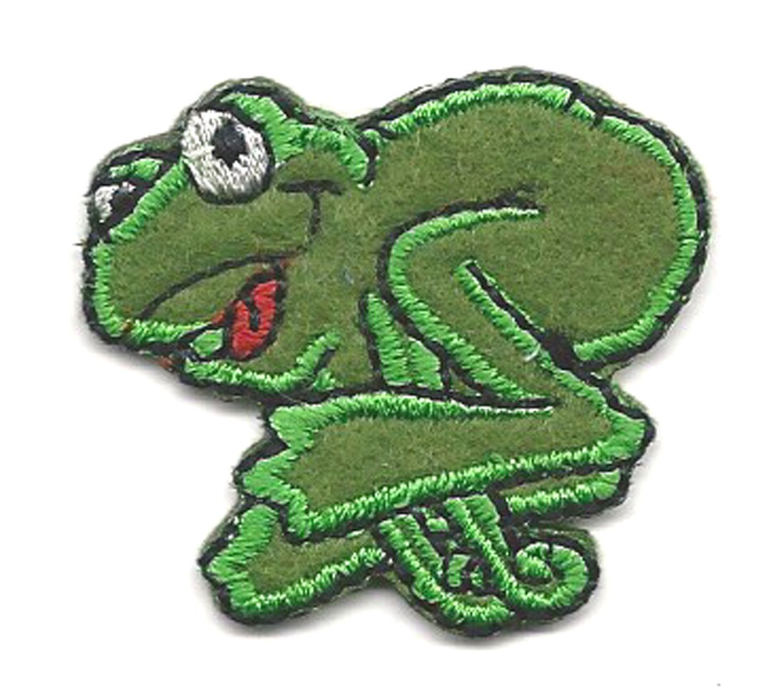 1.5x1.5" Green Frog IRON ON PATCH Sew on Patch Applique Embroidery ...