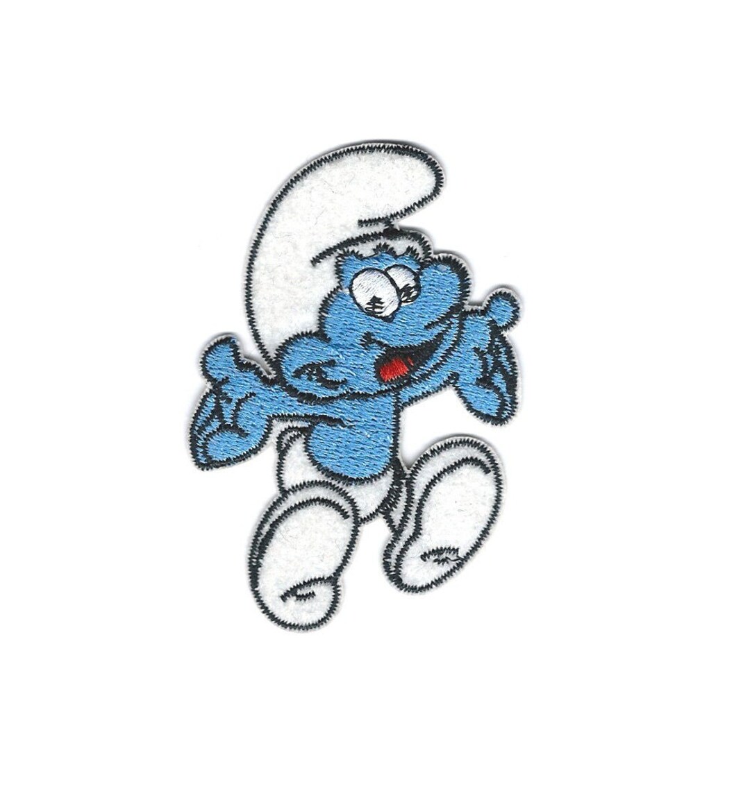 2.25x3" Clumsy Handy Jokey Handy Hefty Smurf Embroidered IRON ON PATCH ...