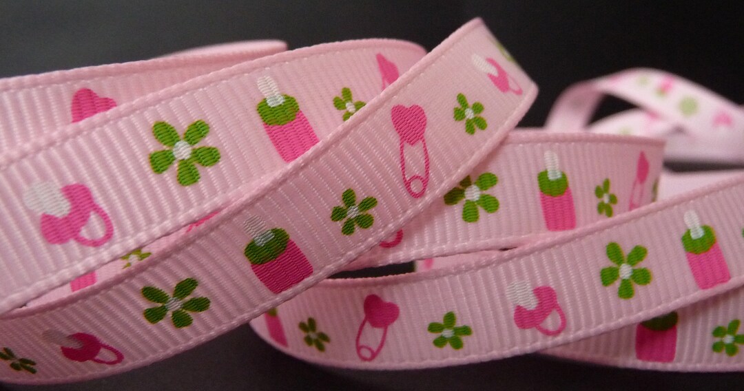 3/8 Inch BABY BOTTLE Pattern on Pink Grosgrain RIBBON 1 Yard - Etsy