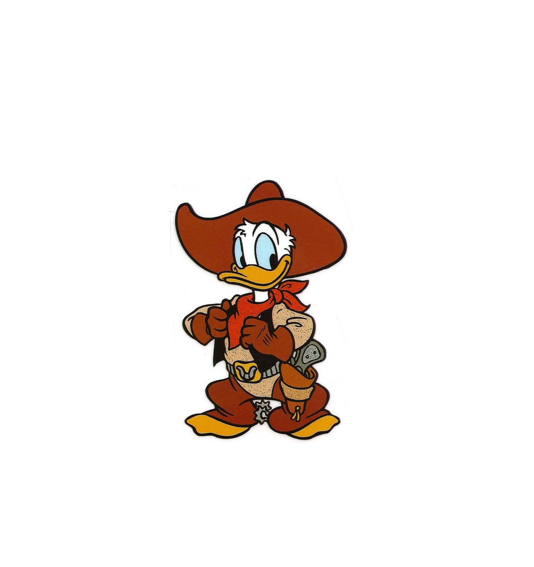 2x3 DONALD Duck Cowboy Sheriff Ranger Glitter IRON on TRANSFER Decor ...