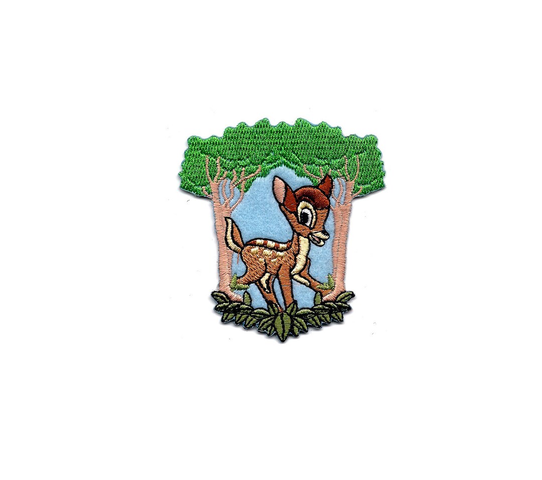 3x3" Bambi Under Tree IRON ON PATCH Sew on Bambi Disney Movie Mule Deer ...