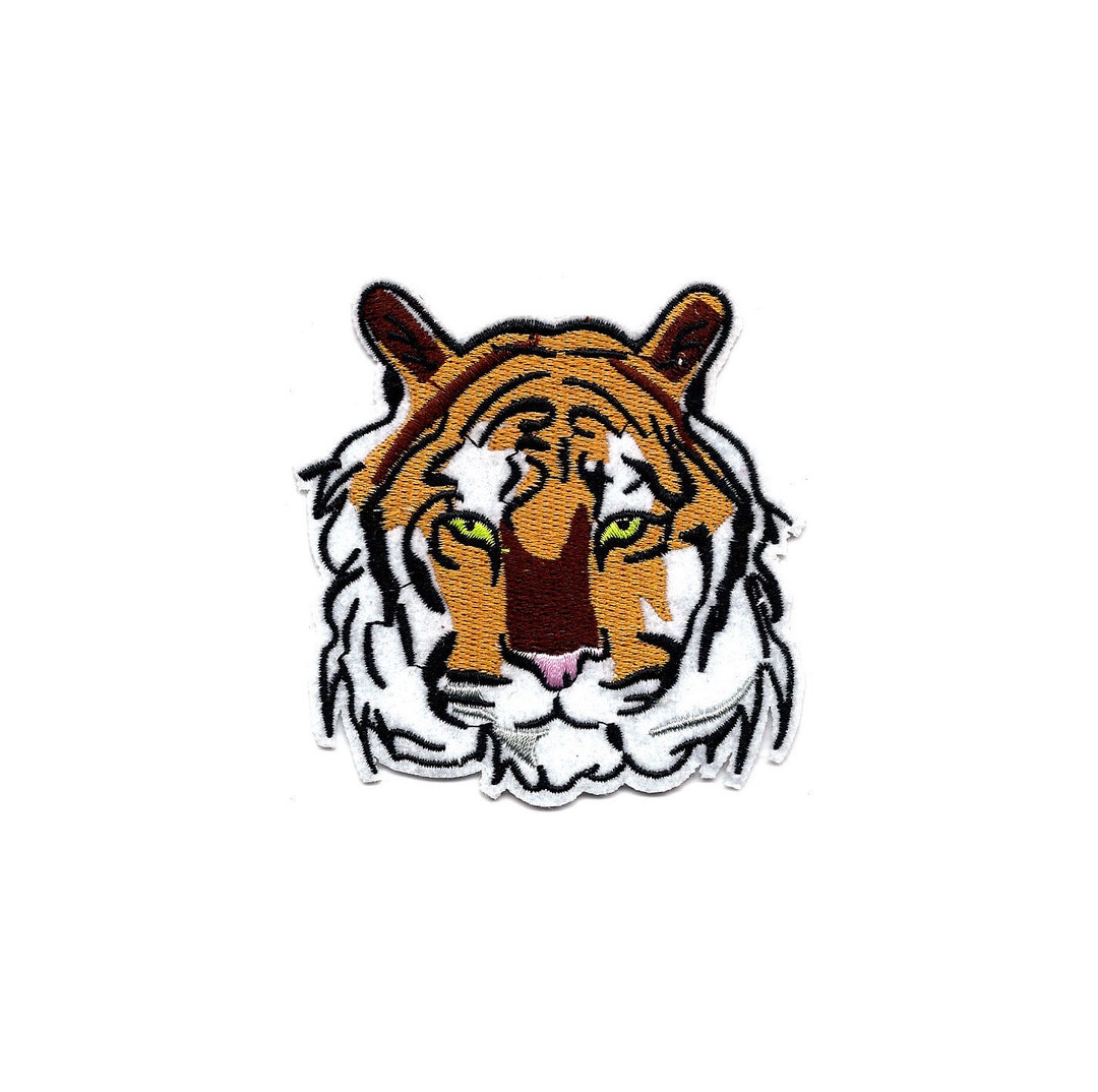 3x3" Bengal Tiger Mascot IRON ON PATCH Sew on Tigris White Indian ...