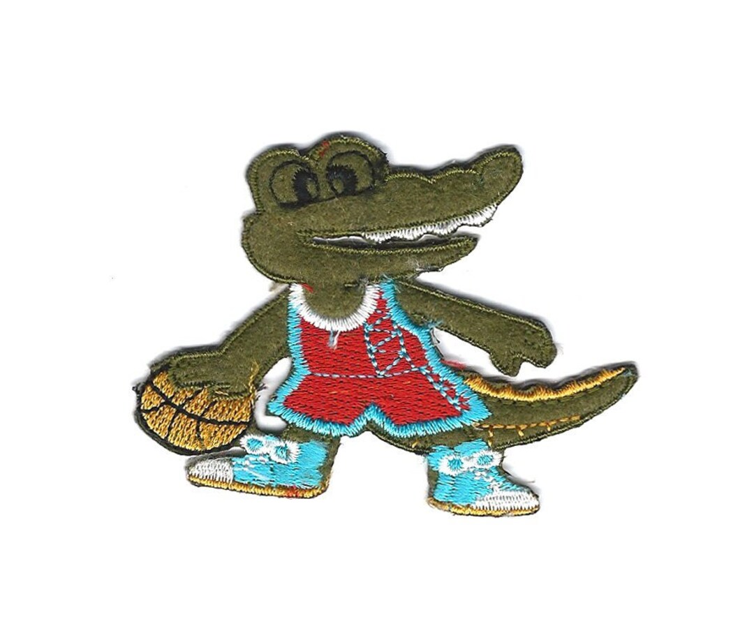 3x2.5" Alligator Crocodile Basketball Embroidered IRON ON PATCH / Sew ...