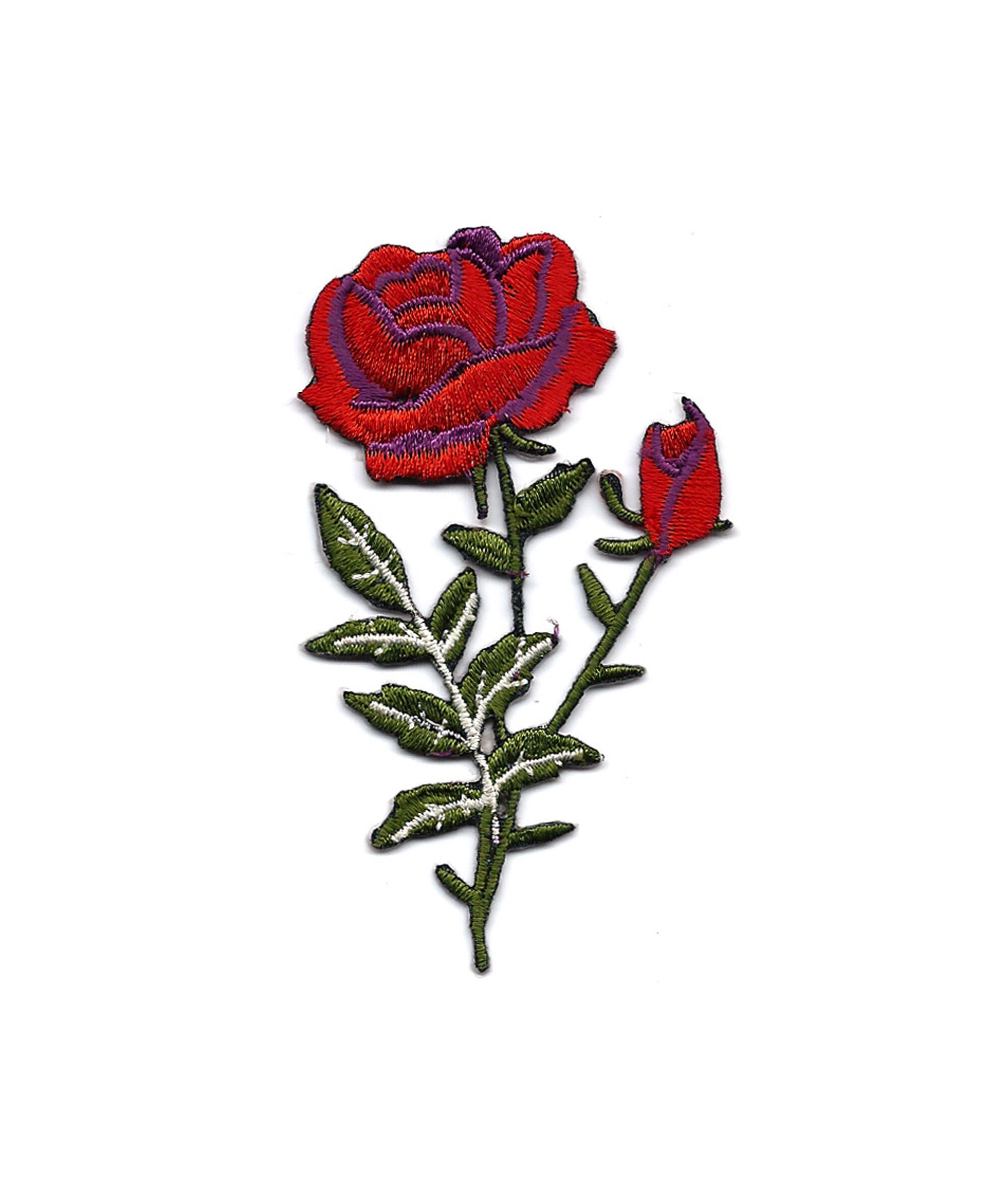 1.5x3" Red Rose IRON ON PATCH Sew on Patch Applique Cloth Embroidery ...