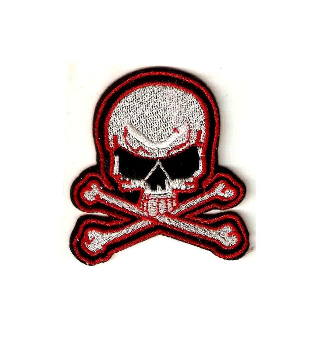2.5x2.5" Skeleton Skull Red Veins IRON ON PATCH Sew on Embroider ...