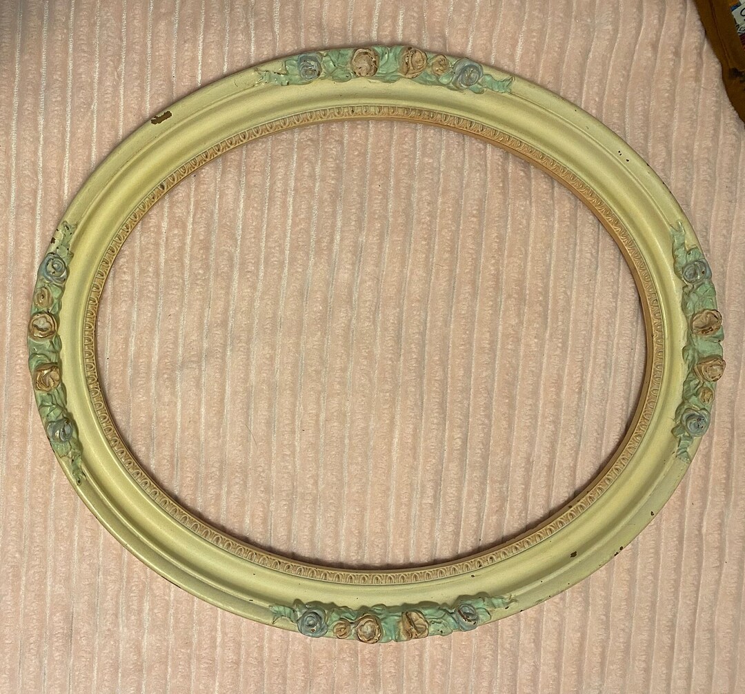 Vintage Wooden Oval Frame With Rose Embossing - Etsy
