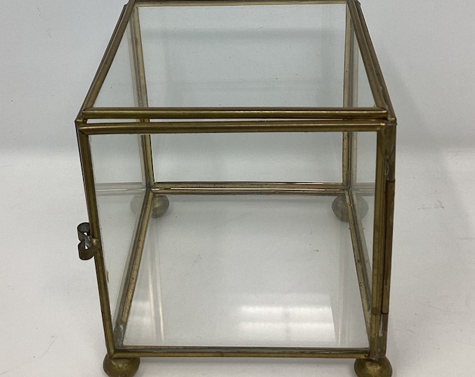 Vintage Brass And Glass Square Display Case Etsy