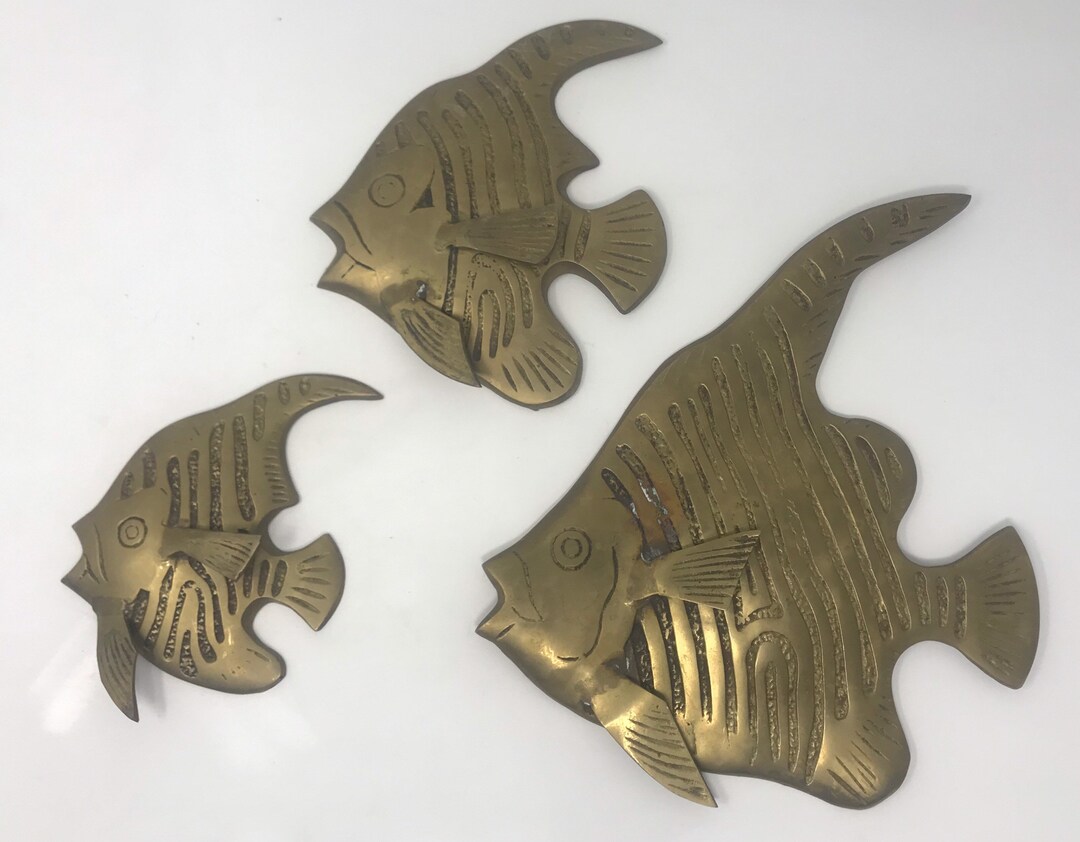 Vintage Set of 3 Brass Angel Fish Wall Hanging Decor - Etsy