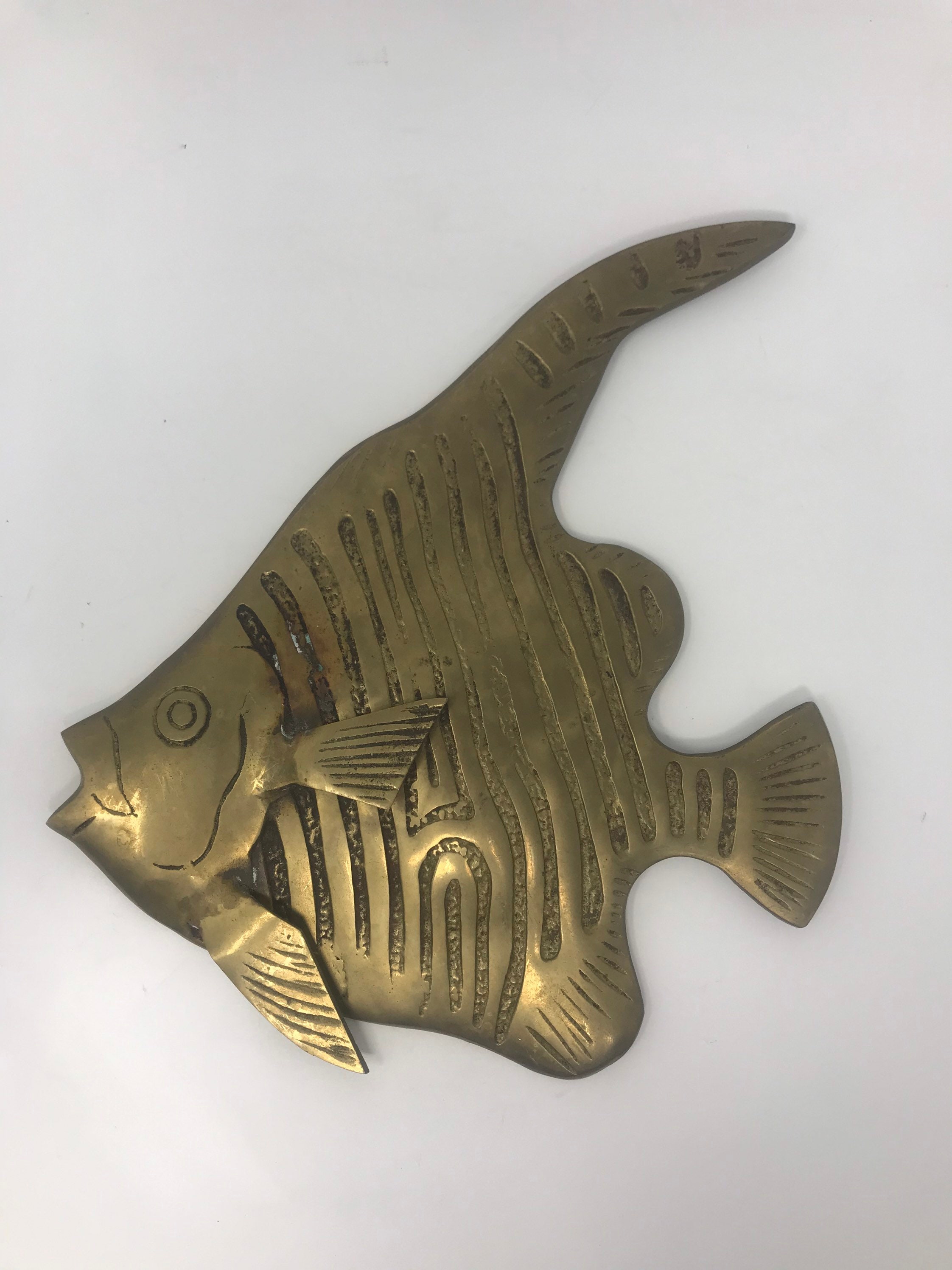 Vintage Set of 3 Brass Angel Fish Wall Hanging Decor | Etsy