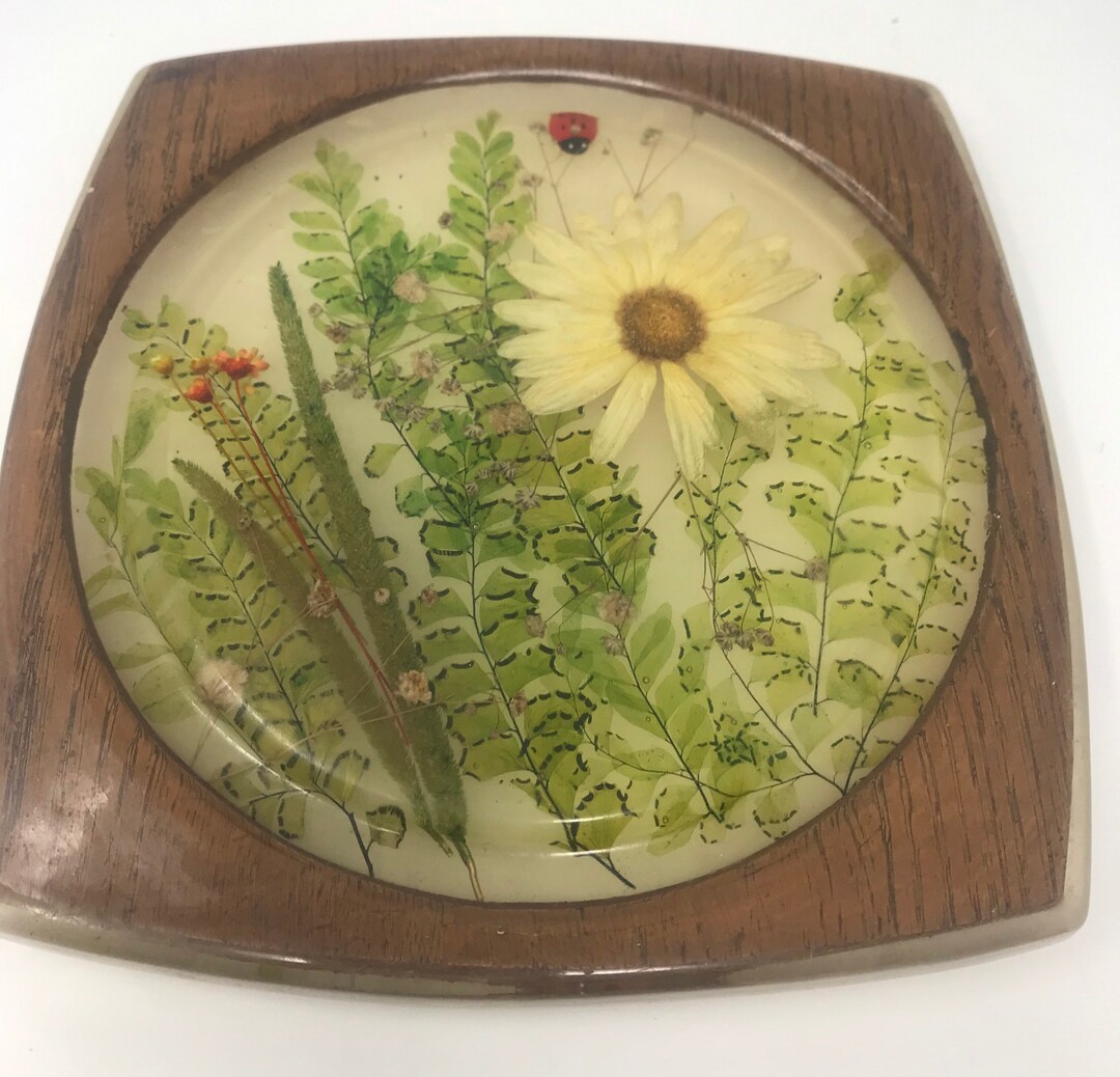 Vintage Floral Epoxy Trivet With Ladybug - Etsy