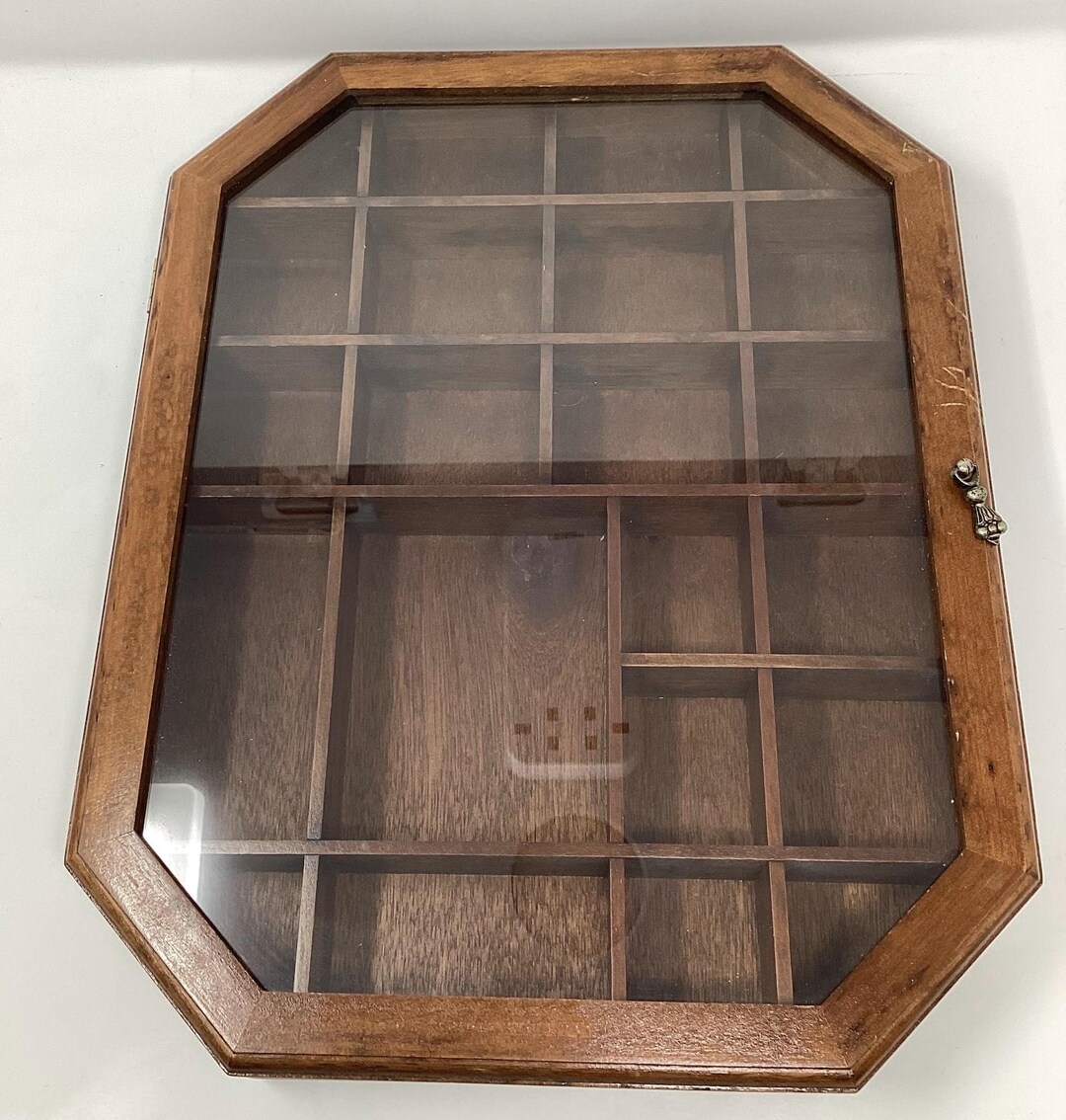 Vintage Wall Curio Case With Dark Wood and Has 22 Slots - Etsy