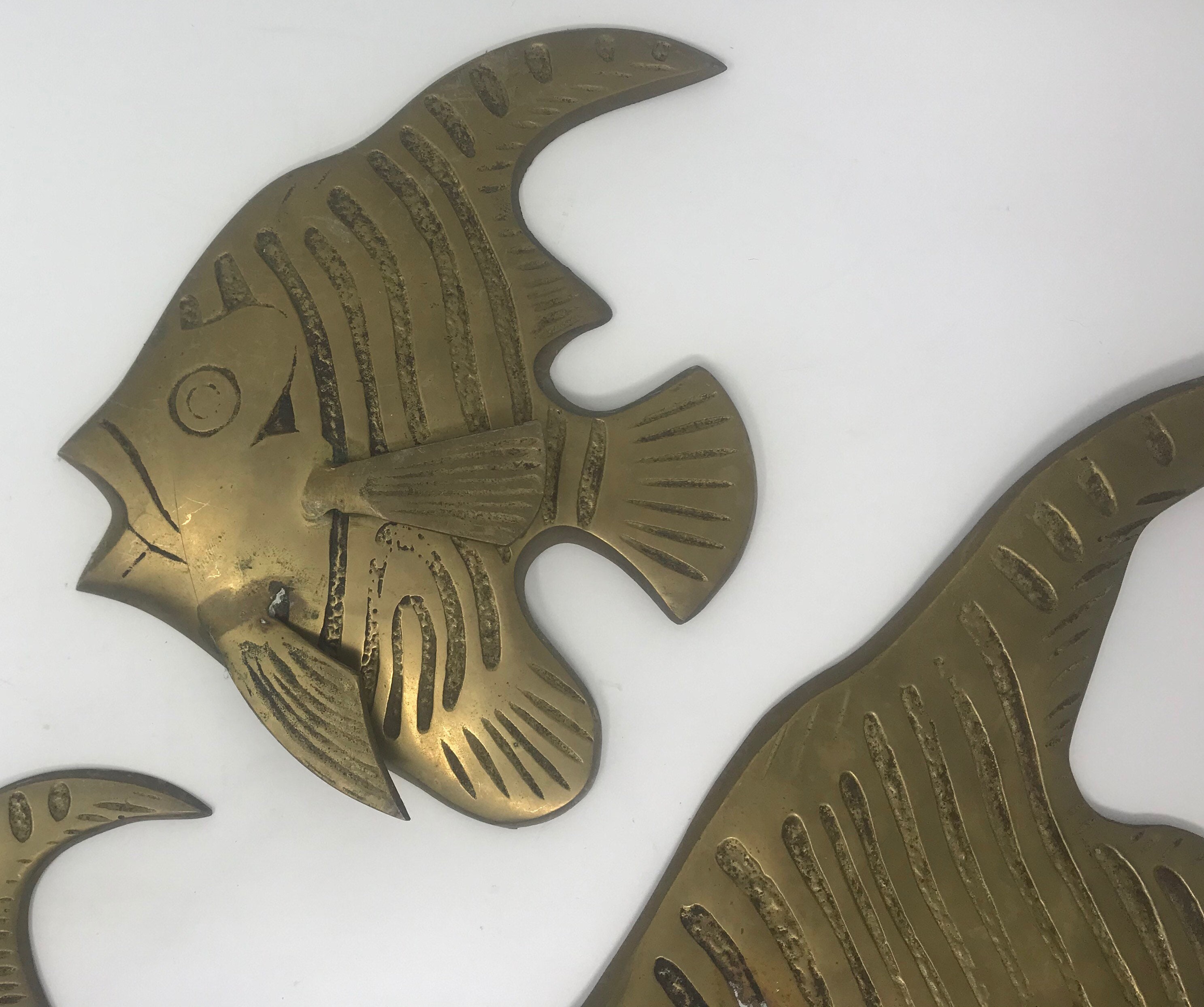 Vintage Set of 3 Brass Angel Fish Wall Hanging Decor | Etsy