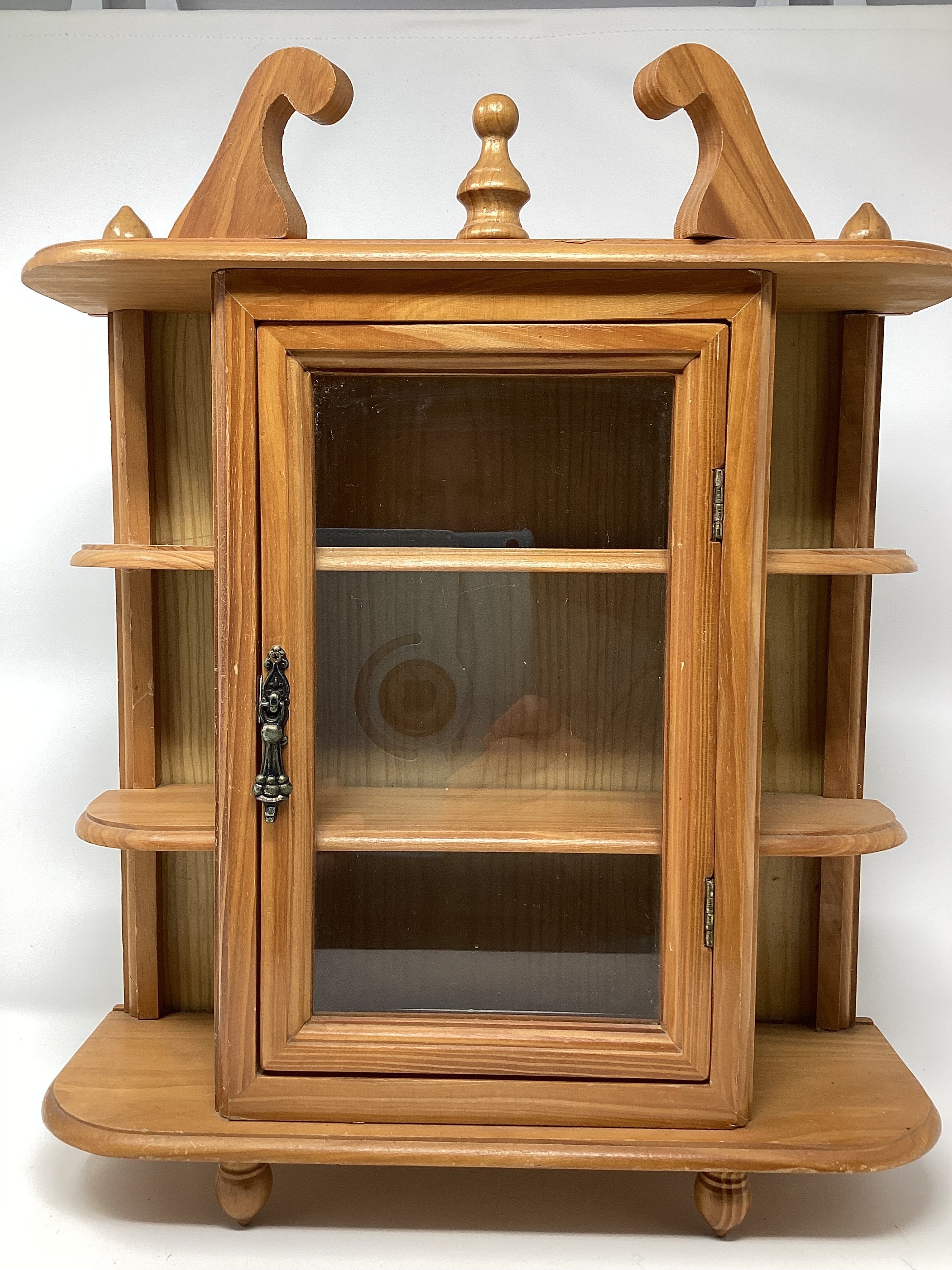 Vintage Blonde Wood and Glass Tabletop Wall Hung Mini Curio Cabinet Etsy