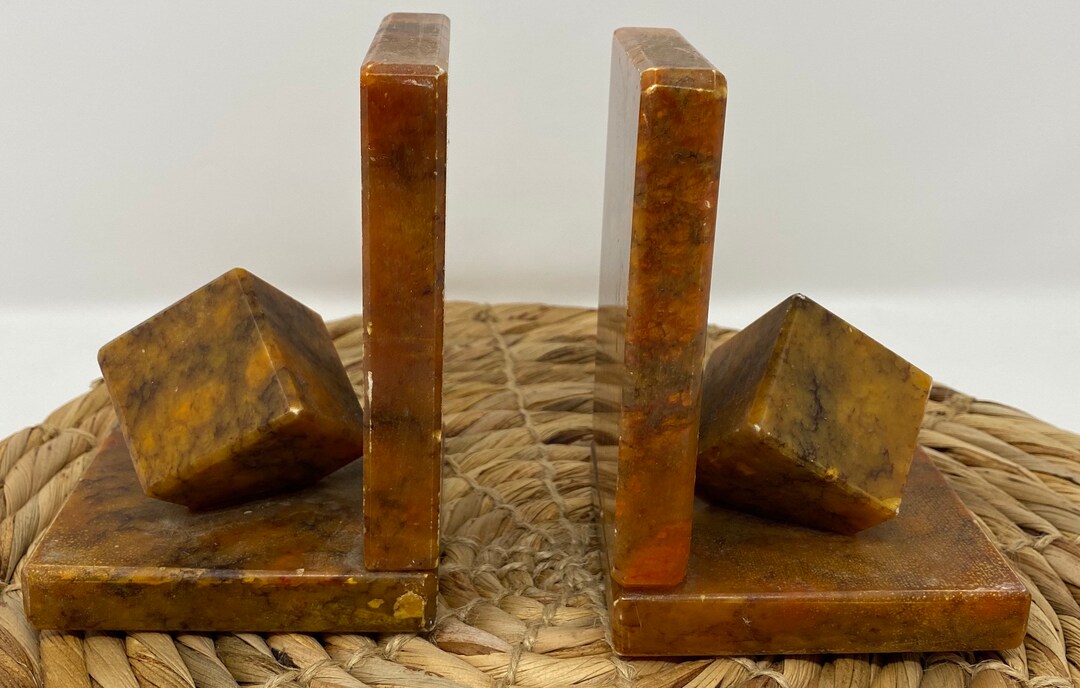 Vintage Pair of Alabaster Bookends - Etsy