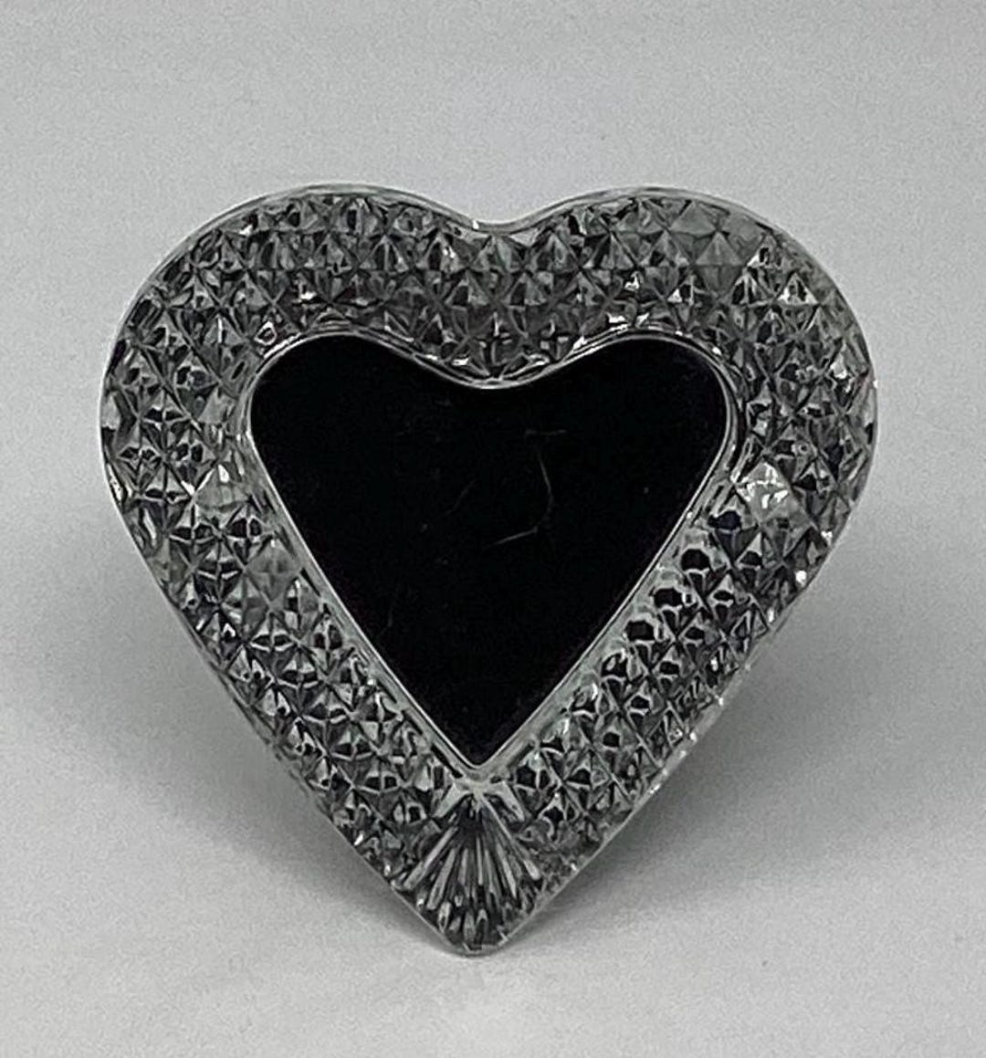 Vintage Heart Shaped Cut Glass 3x3 Picture Frame. This Clear Glass ...
