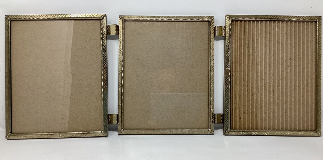 Vintage Tri Fold Triple 8x10 Metal Gold Tone Picture Frame - Etsy