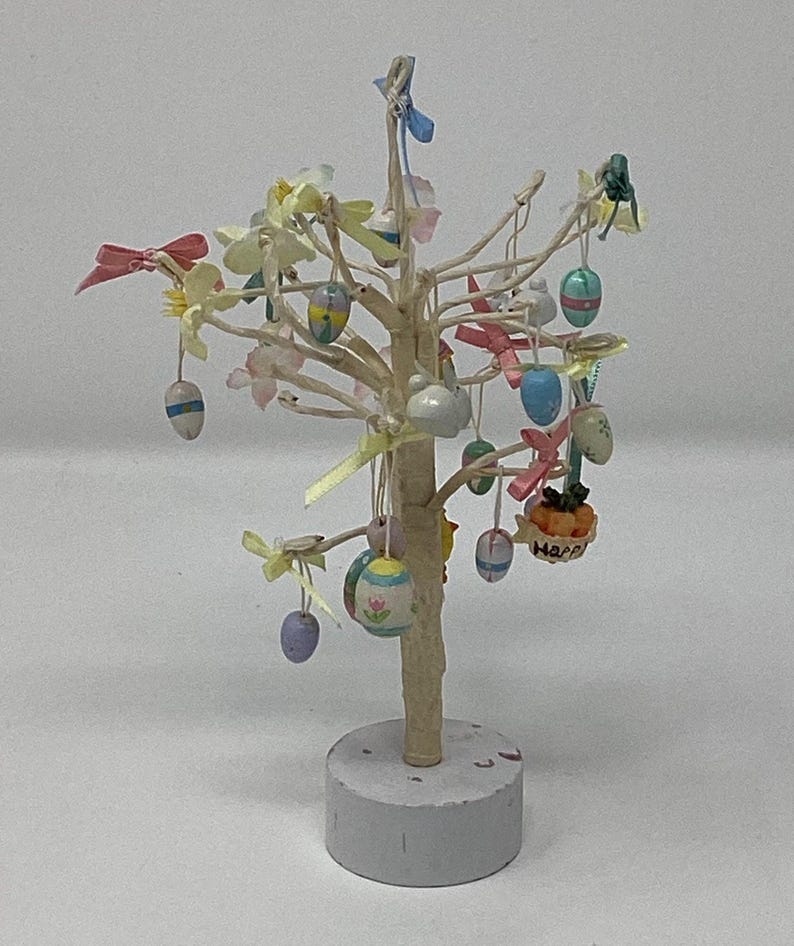Vintage Miniature Easter Tree With Mini Ornaments Midwest - Etsy