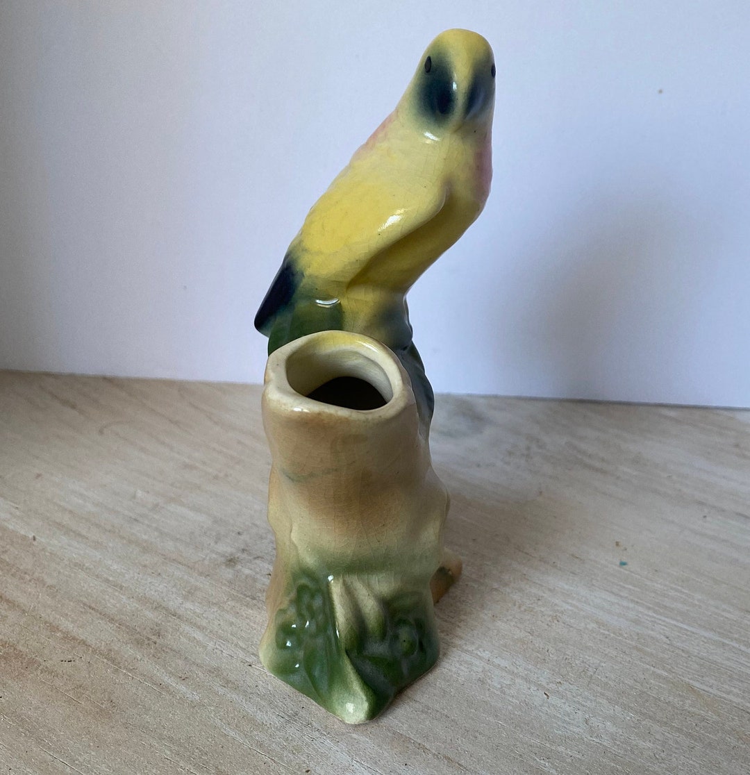 Vintage Ceramic Parakeet Bud Vase - Etsy