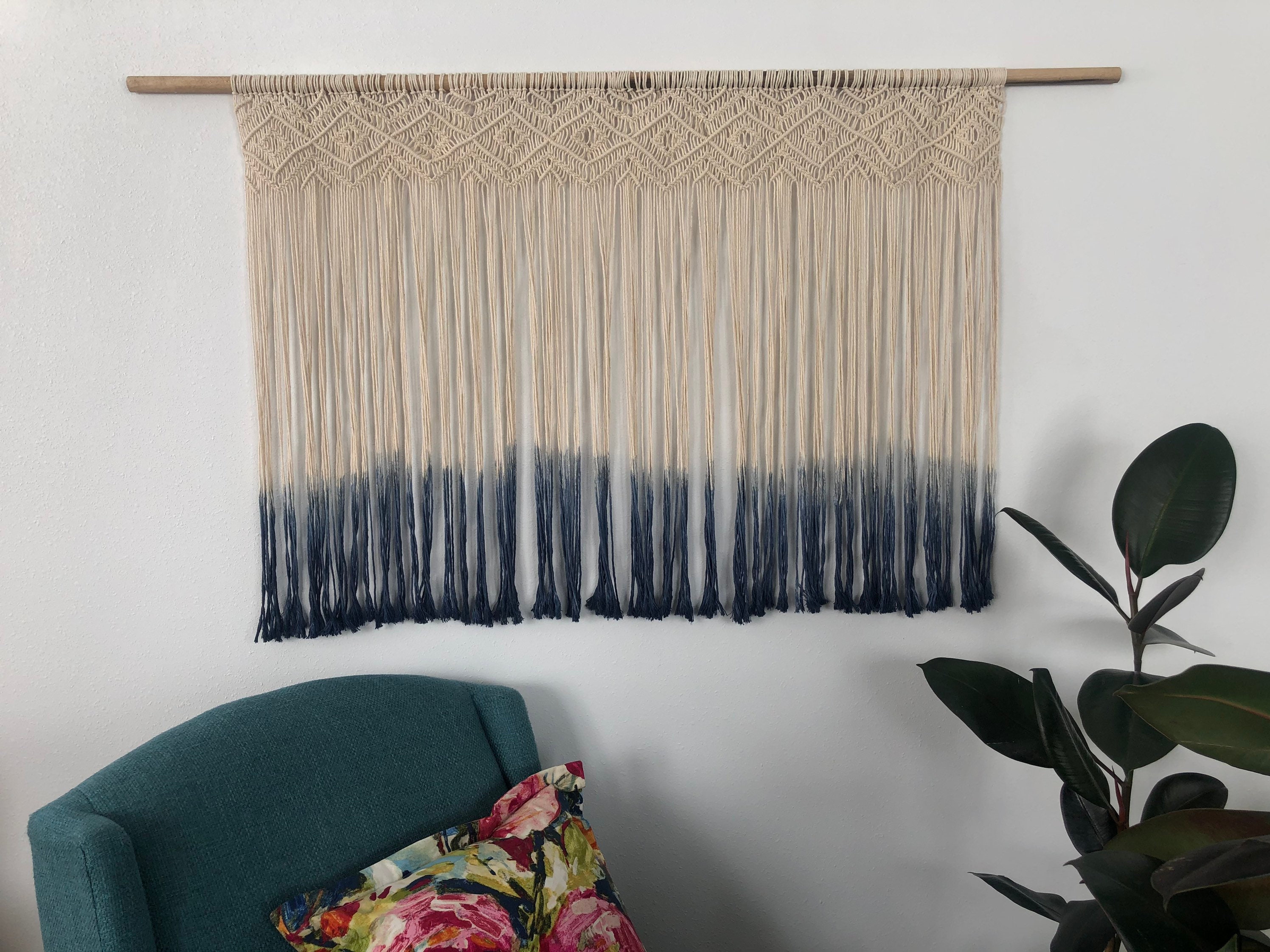 Large Macrame Wall Tapestry Macrame Wall Hanging Blue | Etsy