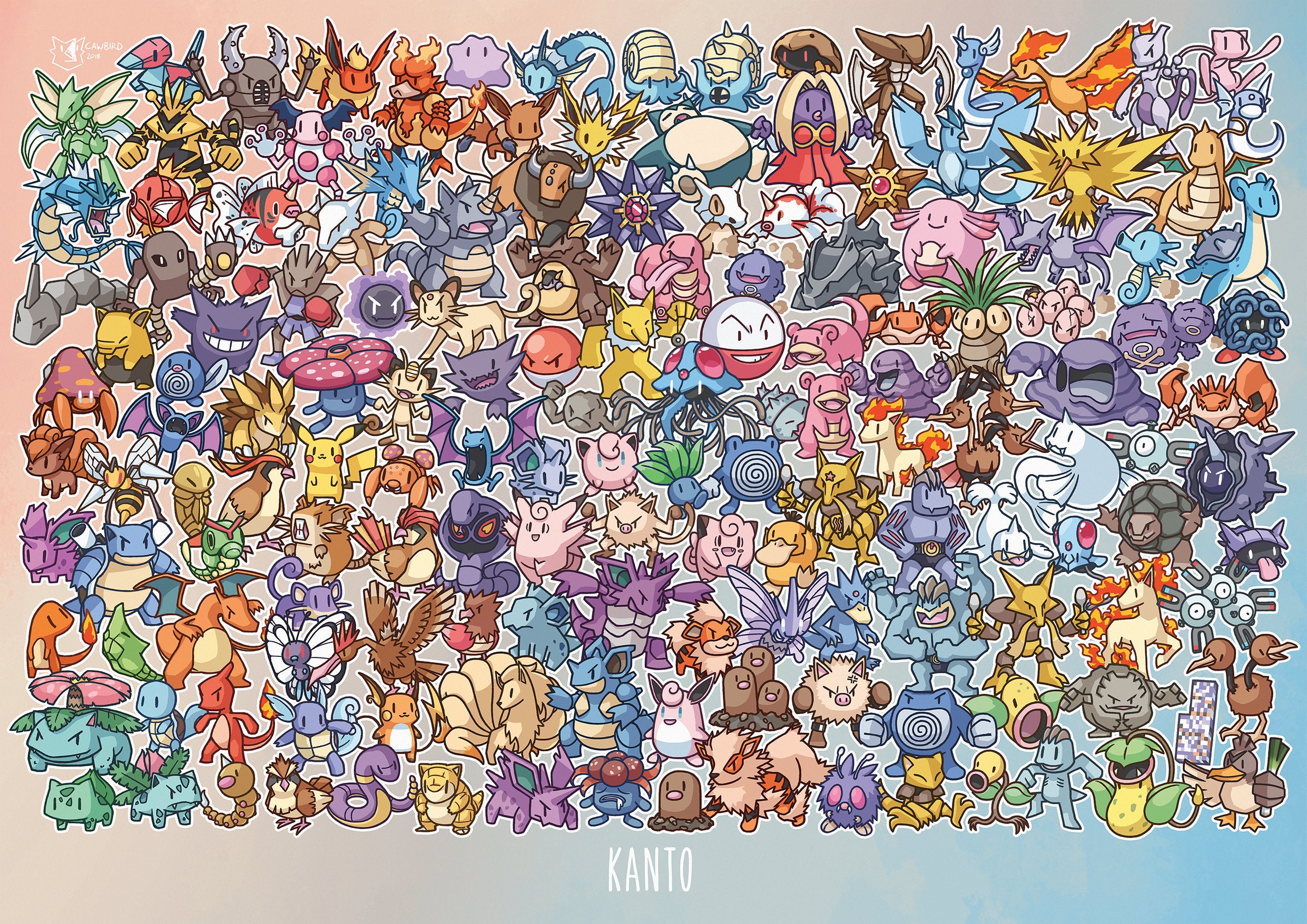 Original 150 Pokemon Poster