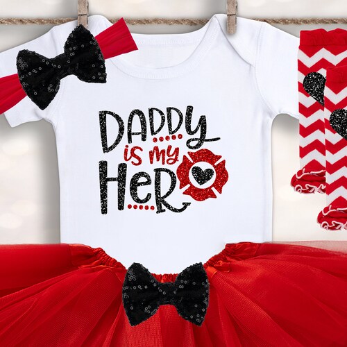 Daddy is My Hero Fireman Tutu Outfit Firefighter Baby | Etsy