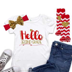 Girls Back to School Outfit - Hello Second Grade - 2nd Grade Outfit ...