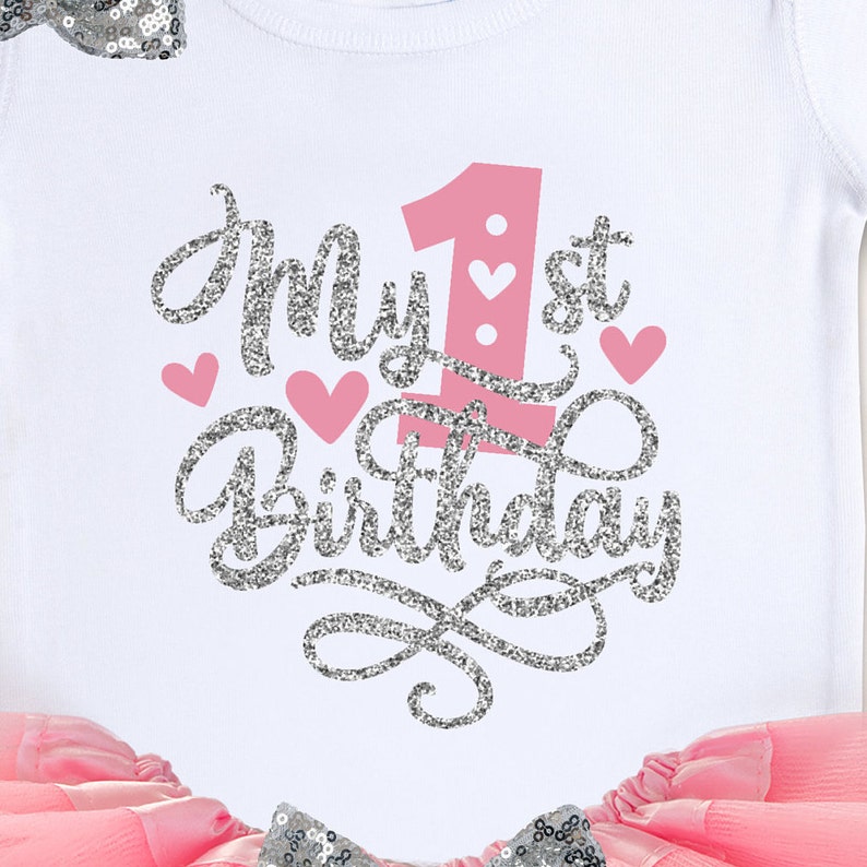 My First Birthday Tutu - Pink and Silver Birthday - Baby Girl 1st ...