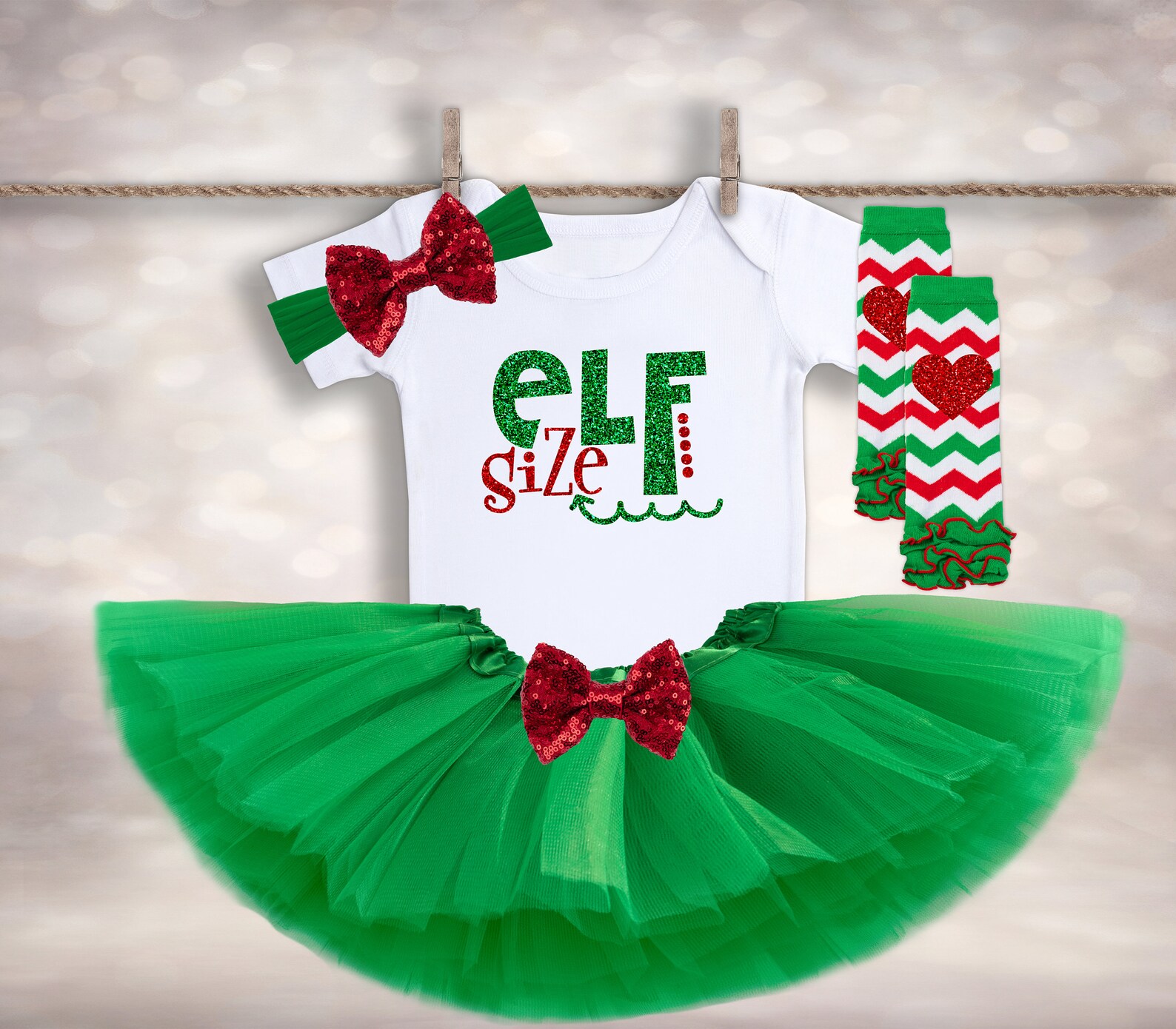 Holiday Tutu Set - Elf Size Tutu Outfit - Newborn Christmas Tutu - Baby ...