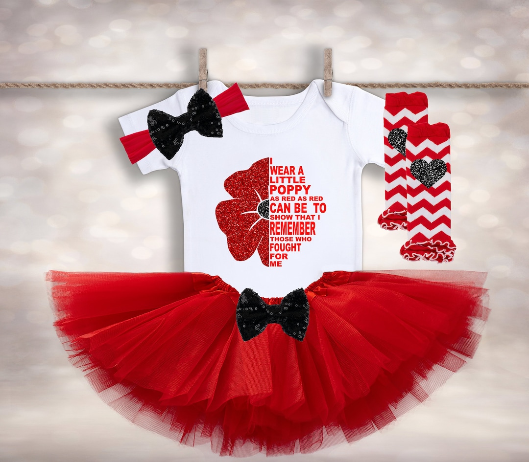 Memorial Day Poppy Poem Outfit - First Memorial Day - Girl Poppy Tutu ...