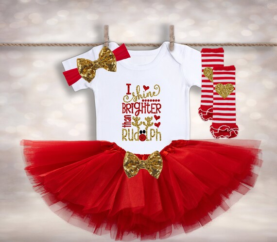 Baby Girls Holiday Outfit Baby Tutu Outfit Rudolph Tutu | Etsy