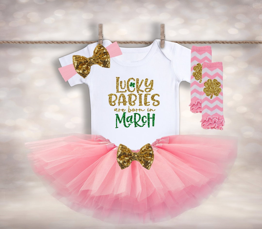 Lucky Babies Are Born in MARCH - March Birthday Outfit - Baby Girls ...