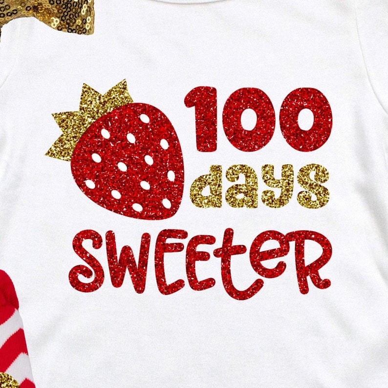 100 Days Sweeter Shirt Strawberry Shirt Girls 100 Days of - Etsy