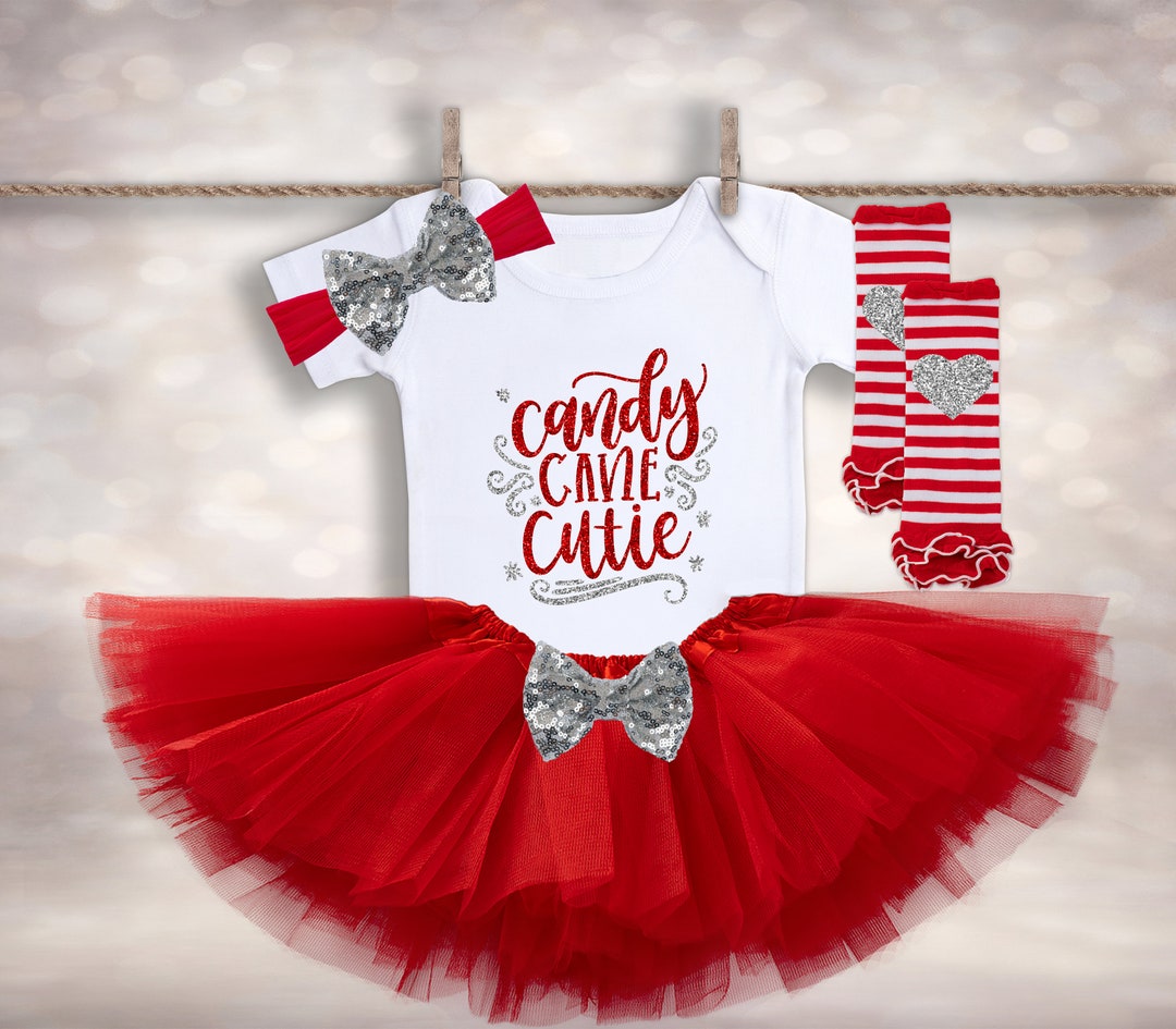 Baby Girls Christmas Outfit, Candy Cane Cutie Onesie, Baby's 1st ...